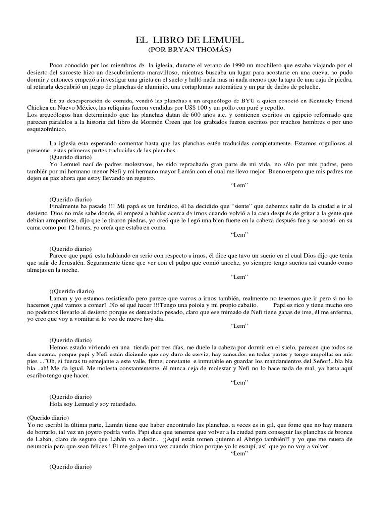 El Libro de Lemuel | Religión y creencia