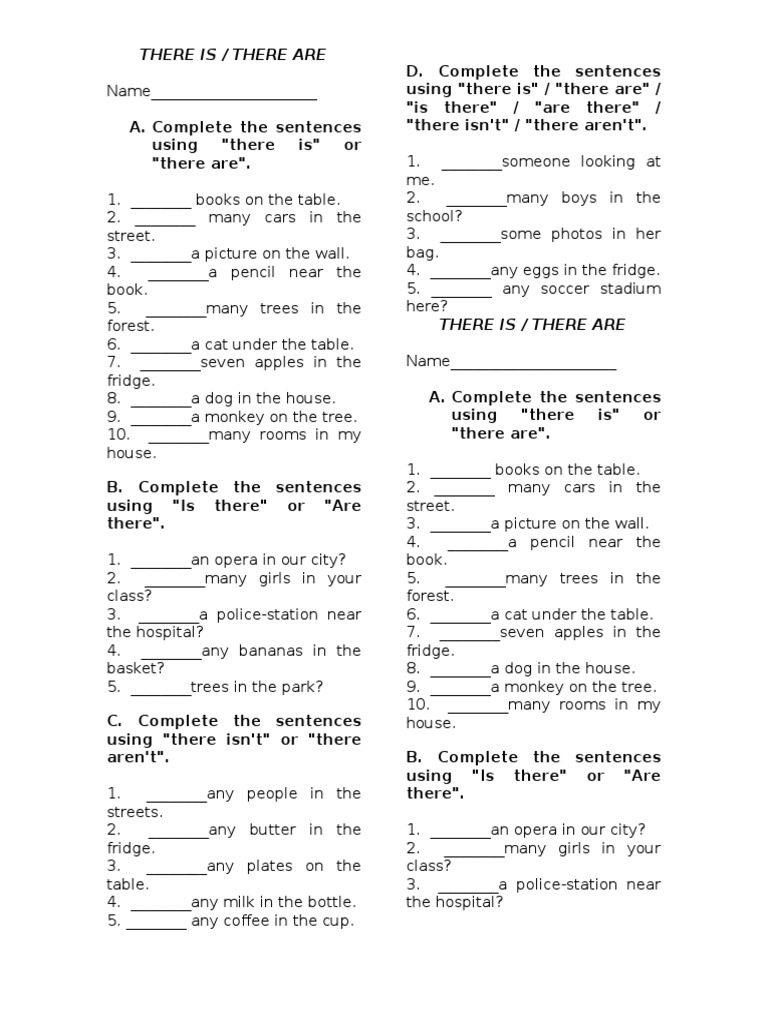There Is There Are Test | PDF