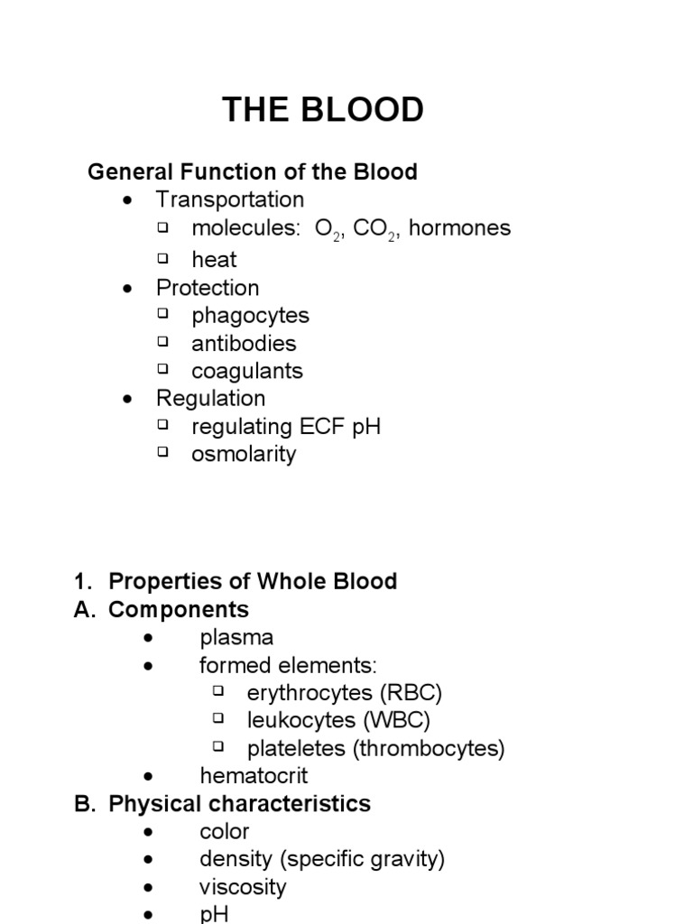 General Function of The Blood | Download Free PDF | White Blood Cell ...