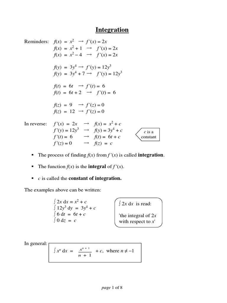 Integration | PDF | Integral | Cartesian Coordinate System