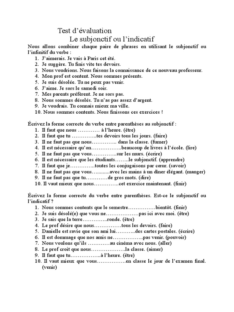 L'indicatif Ou Subjonctif | PDF