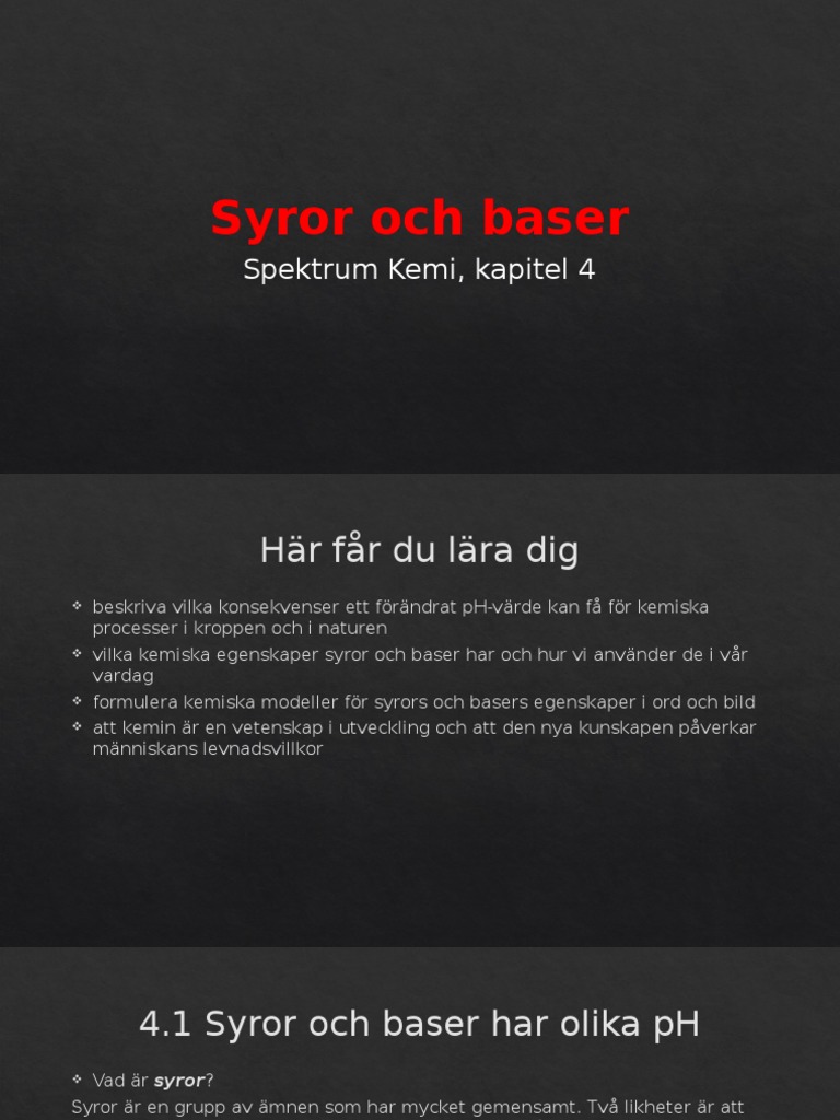 Syror Och Baser | PDF