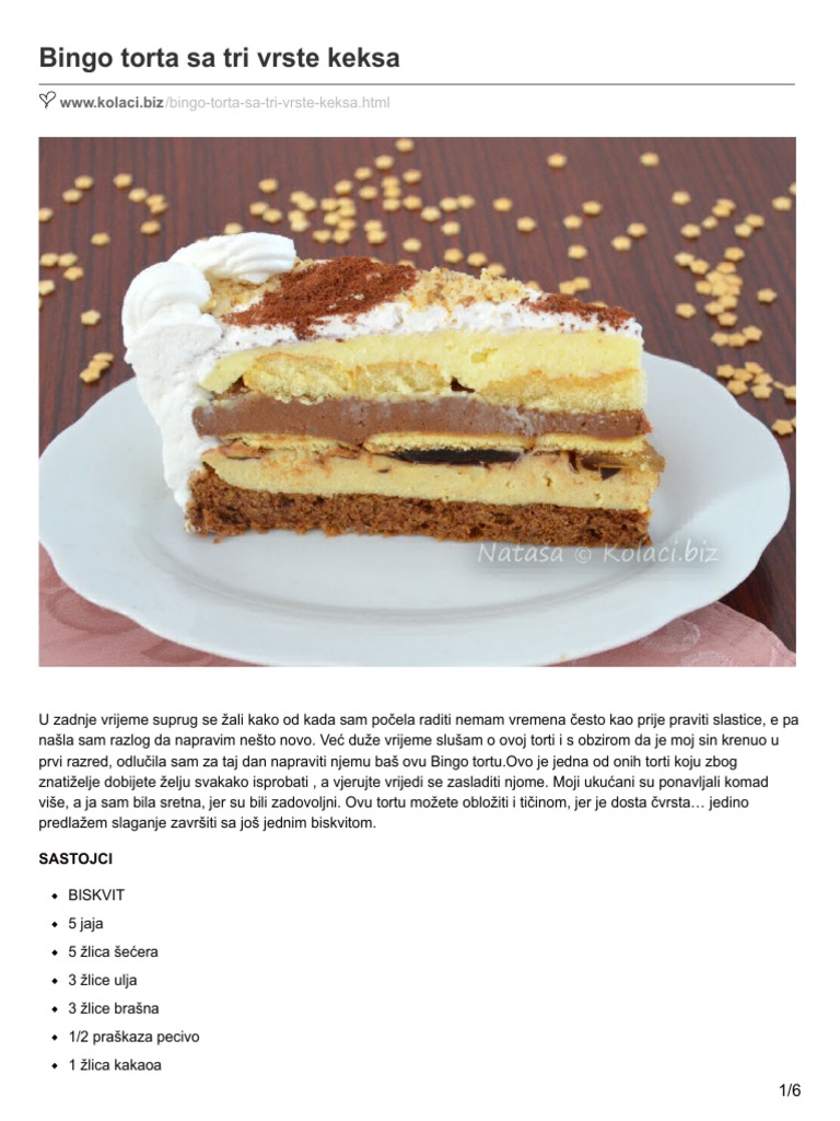 Bingo Torta Sa Tri Vrste Keksa | PDF