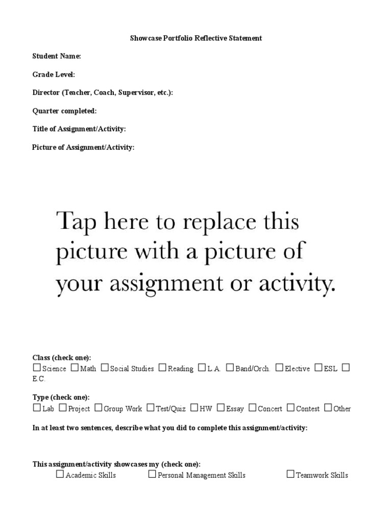 Portfolio Reflection Template - Typed Version | PDF | Career & Growth