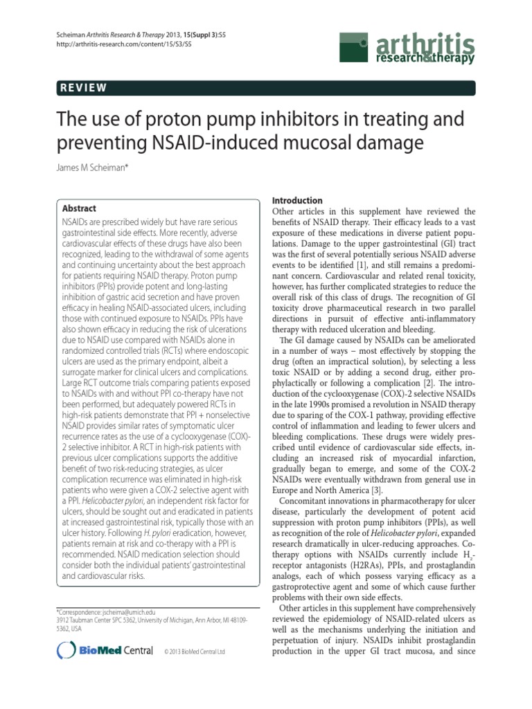 The Use of Proton Pump Inhibitors in Treating and Preventing NSAID ...