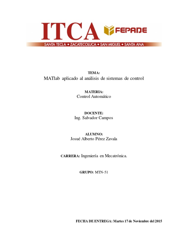 MATlab Aplicado A Sistemas de Control | PDF | Matlab | Áreas de informática