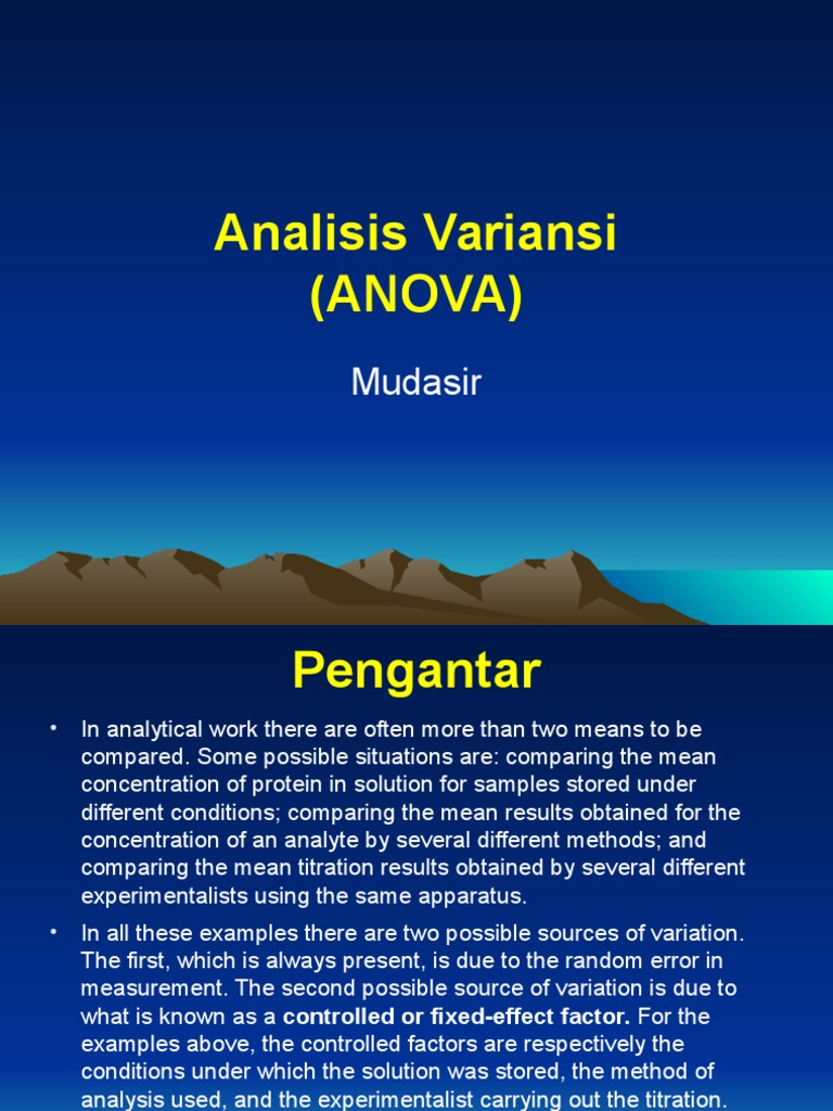 Analisis Variansi | PDF | Analysis Of Variance | Variance