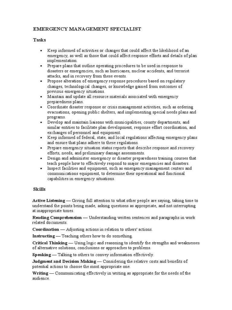 Emergency Management Specialist | PDF | Emergency Management | Emergency