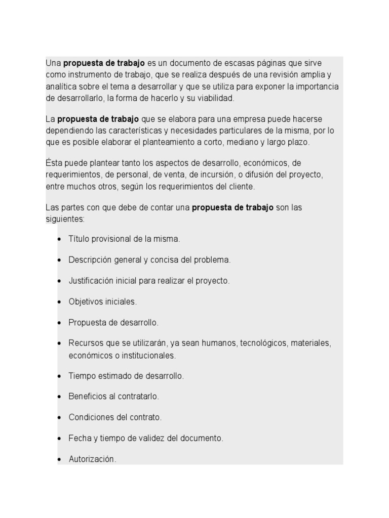Propuesta de Trabajo Ejemplo | PDF | Business | Economias