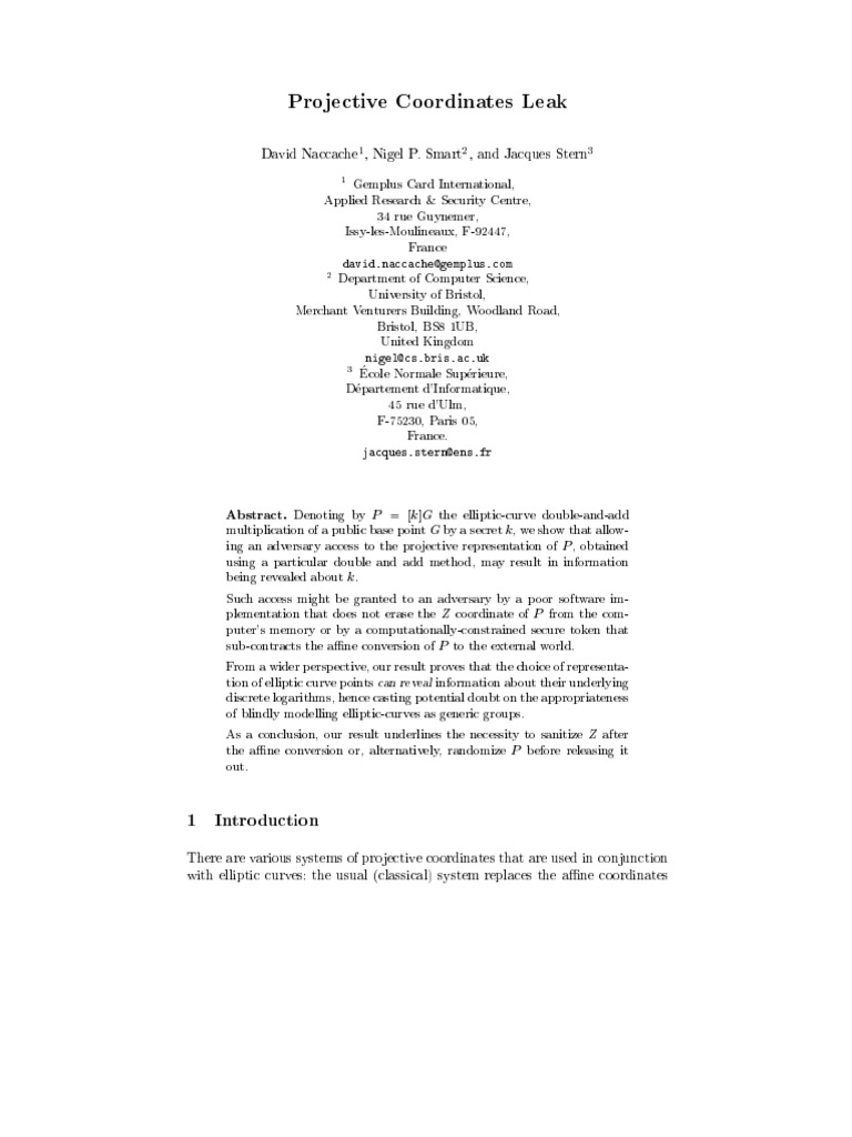David Naccache, Nigel P. Smart, and Jacques Stern | PDF | Cryptography ...
