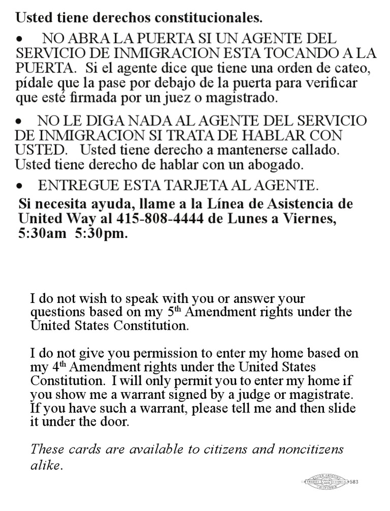 Spanish - Know Your Rights / "Conozca Sus Derechos" | PDF