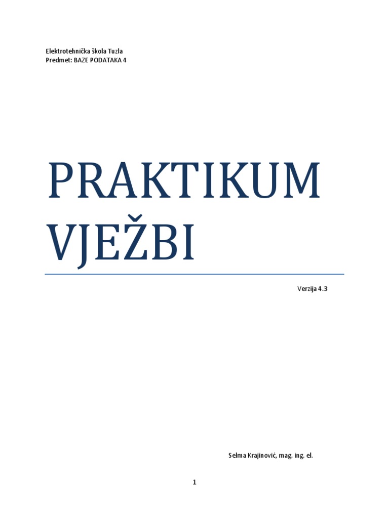 Praktikum Vjezbi Baze Podataka | PDF