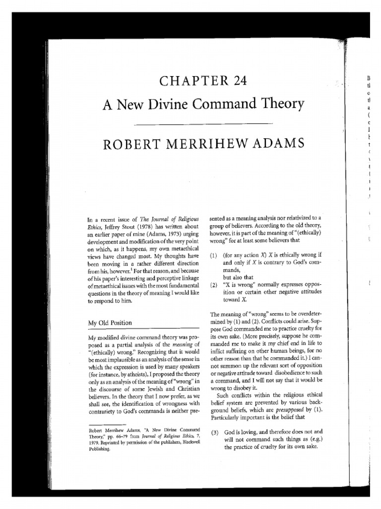 Adams - A New Divine Command Theory | PDF