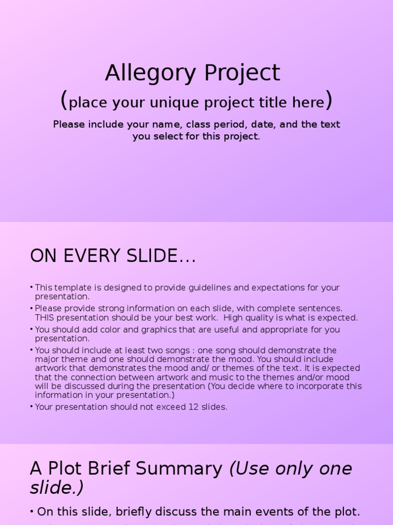 Student Allegory Presentation Guide | PDF