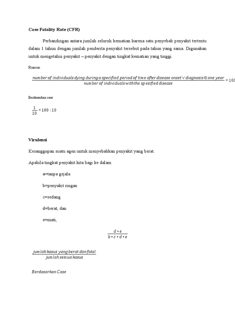 Definisi dan Rumus Case Fatality Rate | PDF | Sains & Matematika