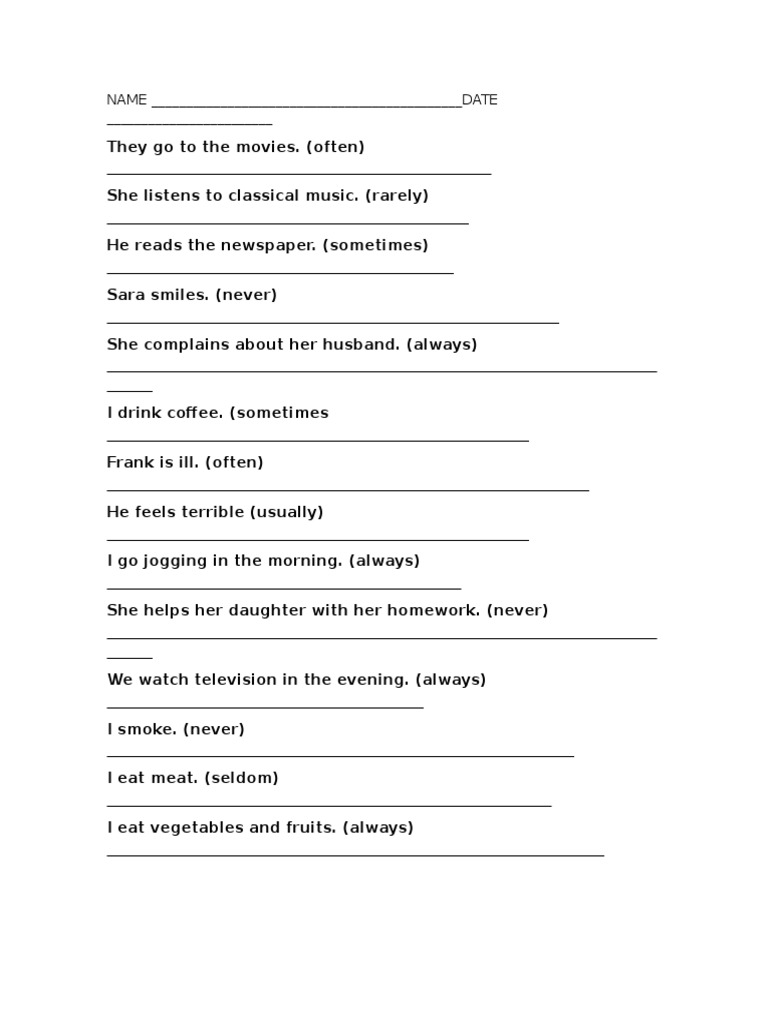 Adverbs of Frequency Quiz | PDF