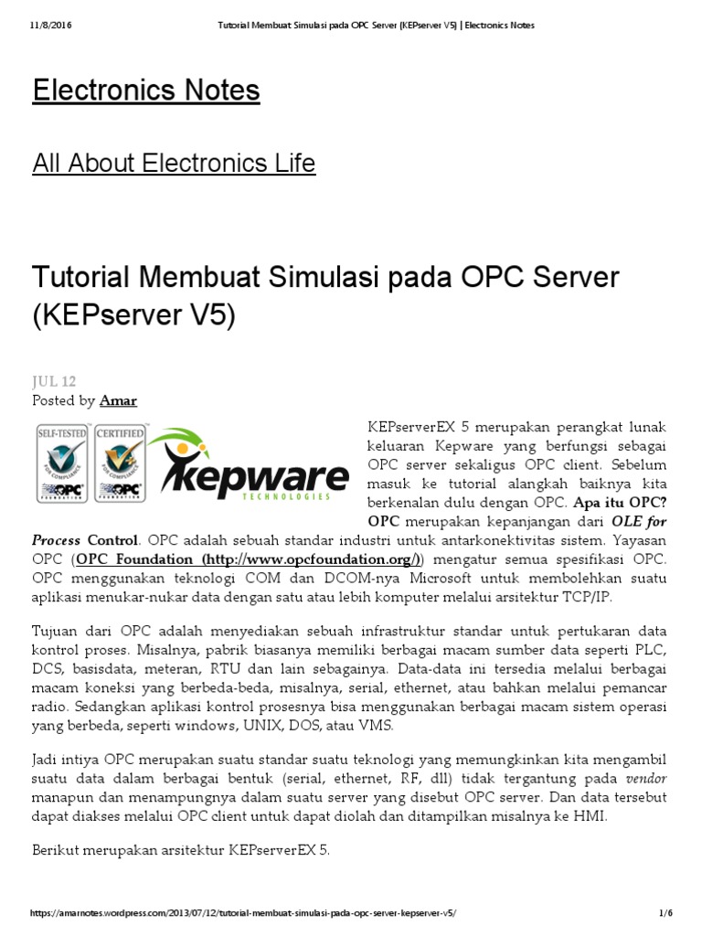 Tutorial Membuat Simulasi Pada OPC Server (KEPserver V5) - Electronics ...