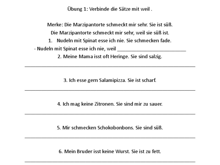 Übung Weil-Sätze PDF | PDF