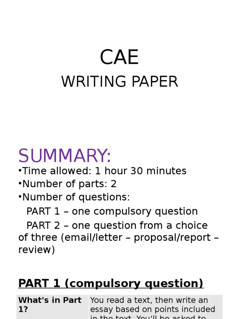 CAE - Writing Paper - Presentation and Focus On Reports | PDF | Test ...