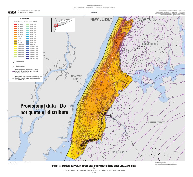 Manhattan Bedrock Surface Elevation | PDF | Surveying | Earth Sciences