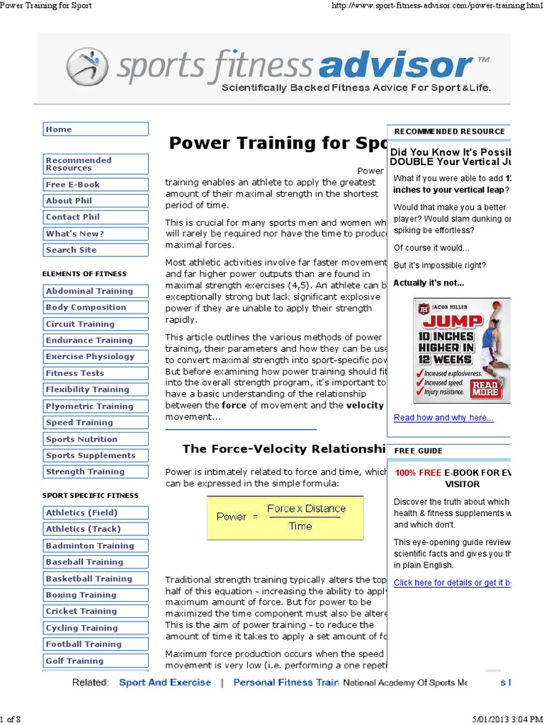 Power Training For Sport | PDF | Weight Training | Strength Training