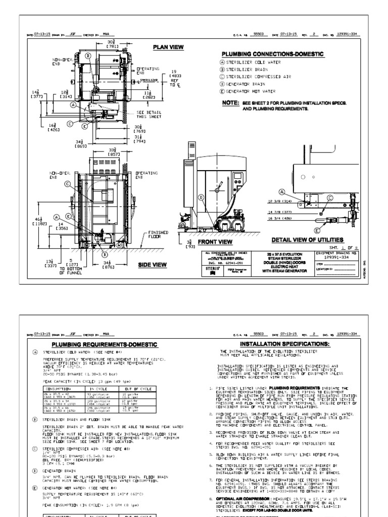 AMSCO Evolution - Technical Information | PDF | Steam | Hvac