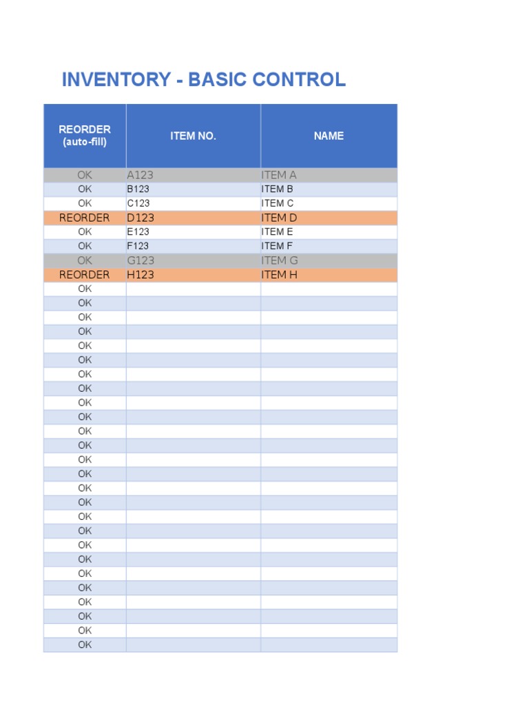Basic Inventory Control Template | PDF | Technology & Engineering