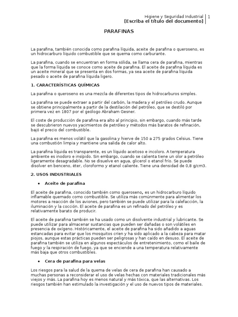 Parafinas | PDF | Queroseno | Petróleo
