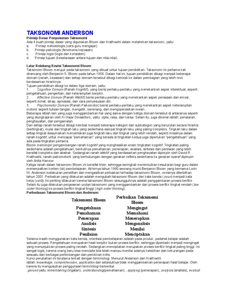 Taksonomi Anderson | PDF