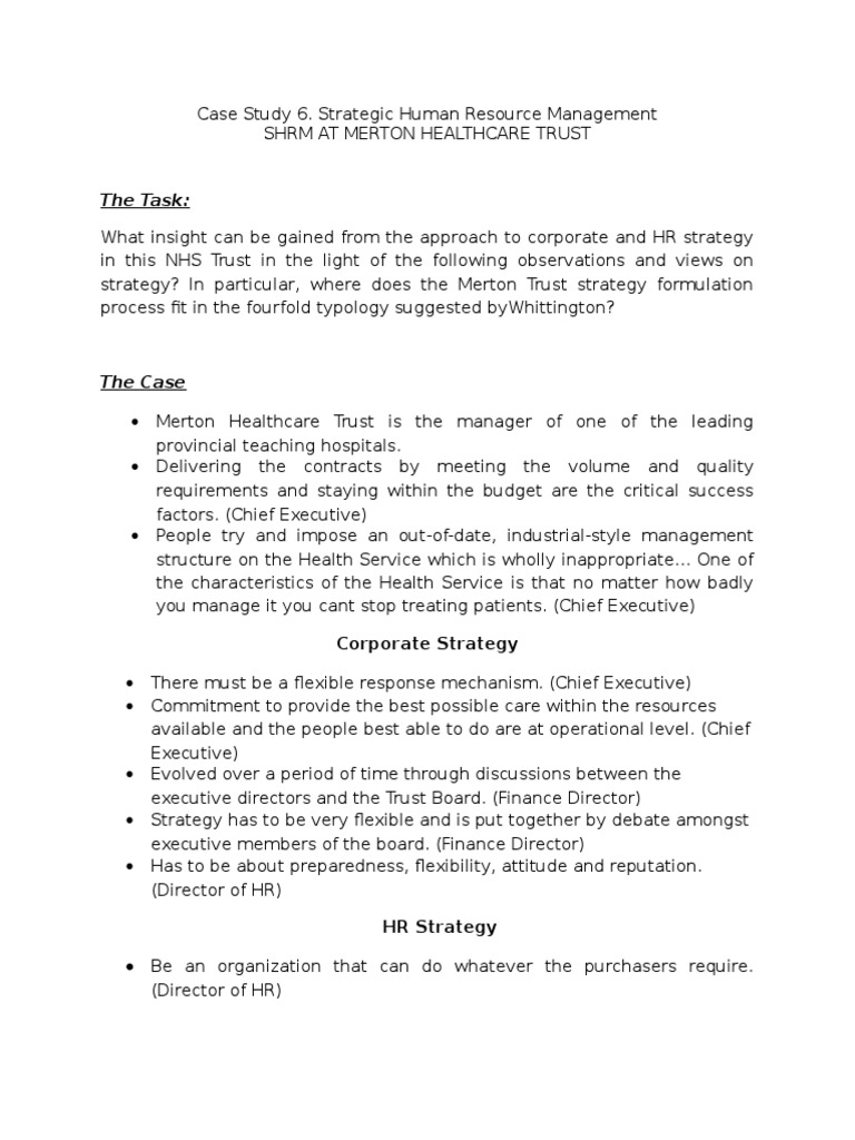 Case Study 6 Merton Healthcare Trust | PDF | National Health Service ...