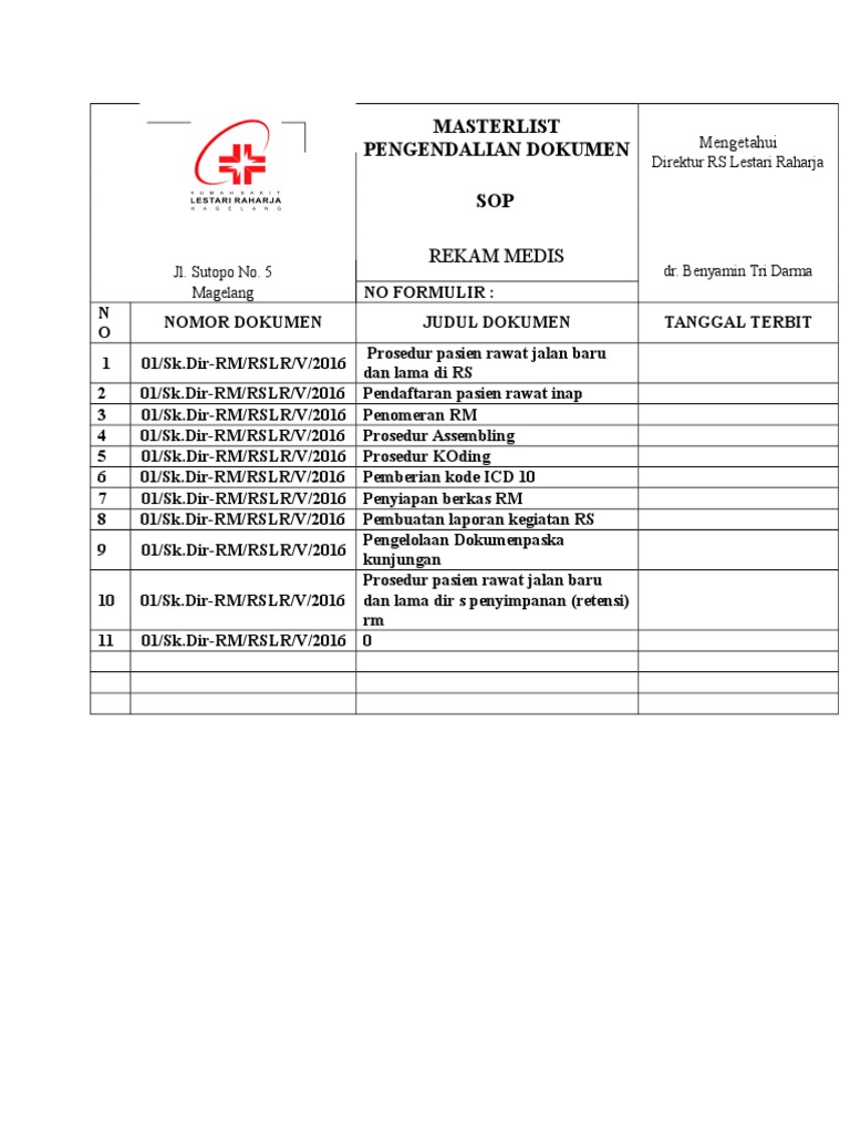 Masterlist Pengendalian Dokumen | PDF