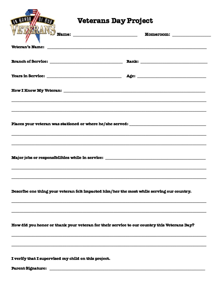 Veterans Day Project Page | PDF