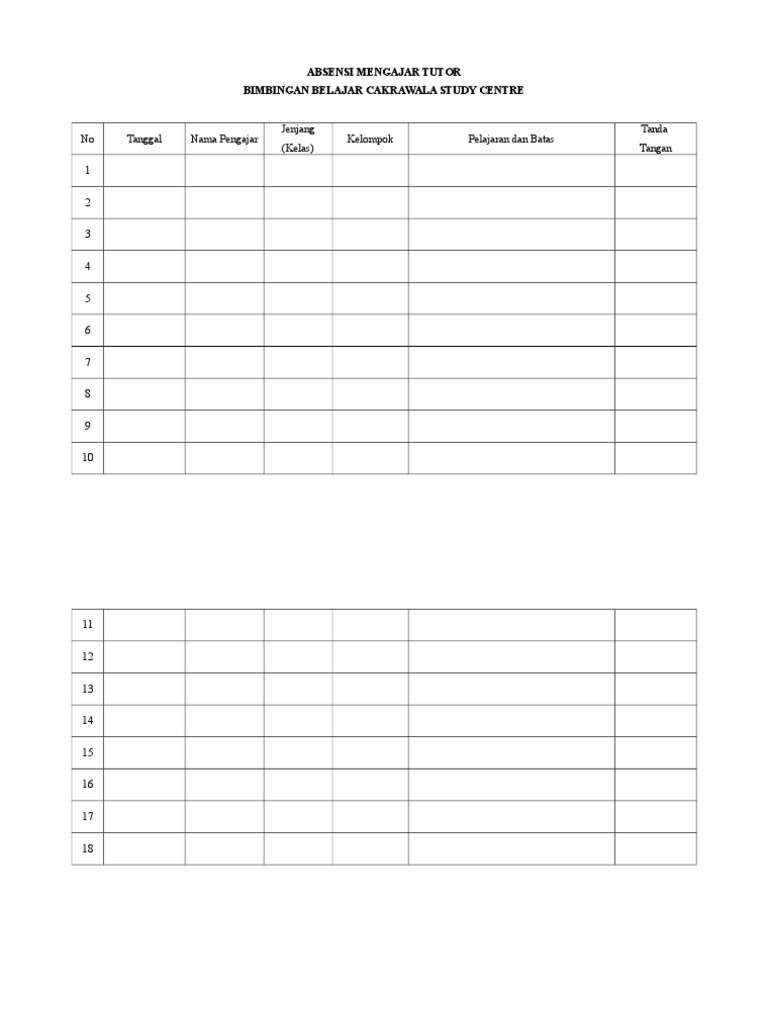 Absensi Mengajar Guru Freelance | PDF