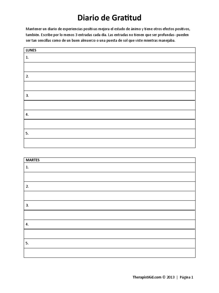 Gratitude Journal Spanish PDF | PDF