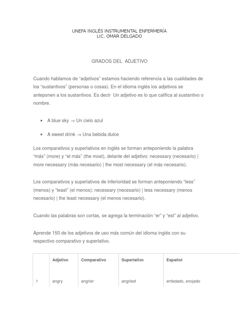 Lista de Adjetivos. | PDF | Adjetivo | Vocabulario