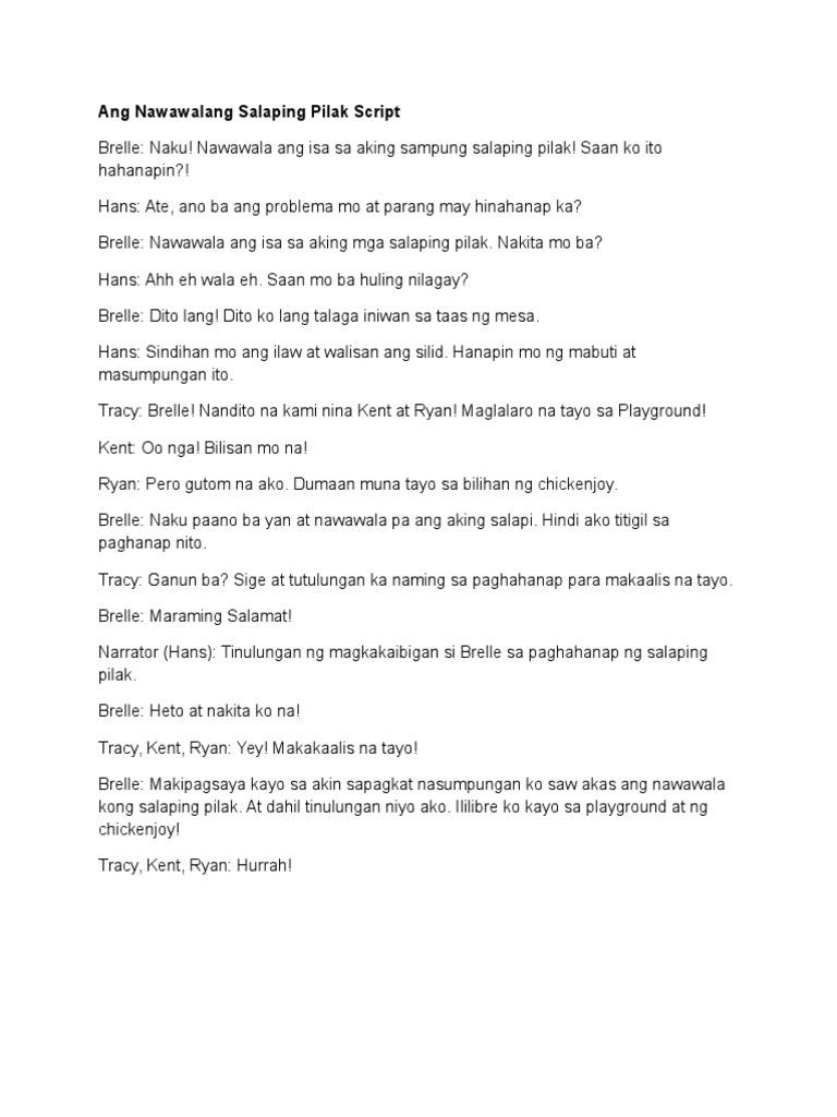 Ang Nawawalang Salaping Pilak Script | PDF