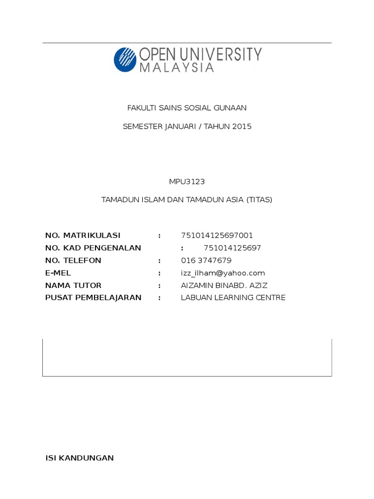 MPU3123 Tamadun Islam & Tamadun Asia | PDF