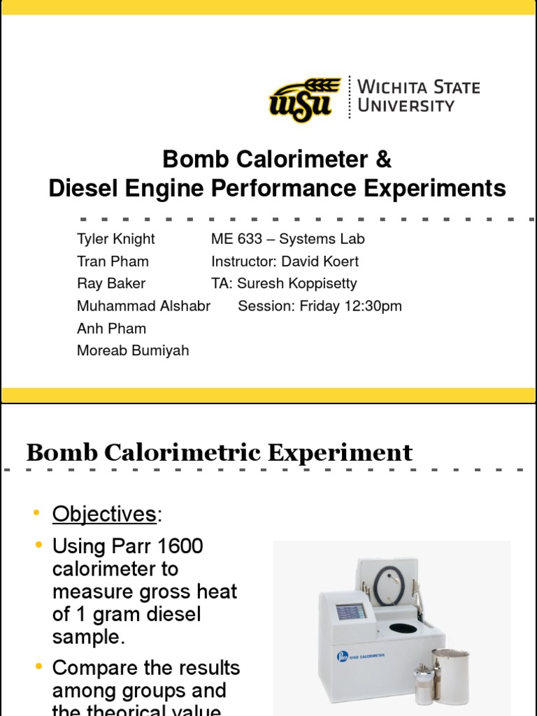 Bomb Calorimeter & Diesel Engine Performance Experiments | PDF ...
