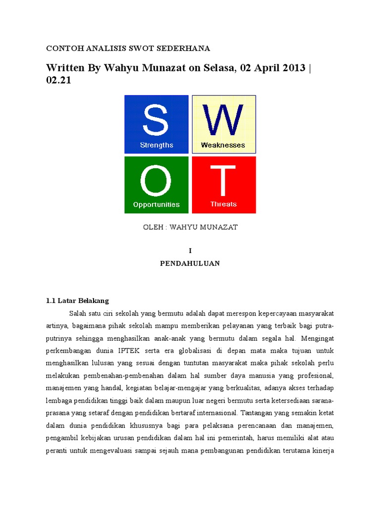 Contoh Analisis Swot Sederhan1 | PDF