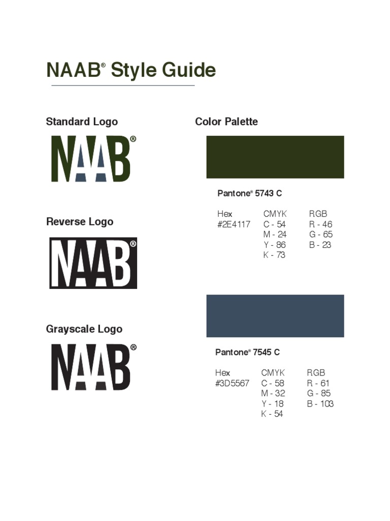 Naab Style Guide: Standard Logo Color Palette | PDF