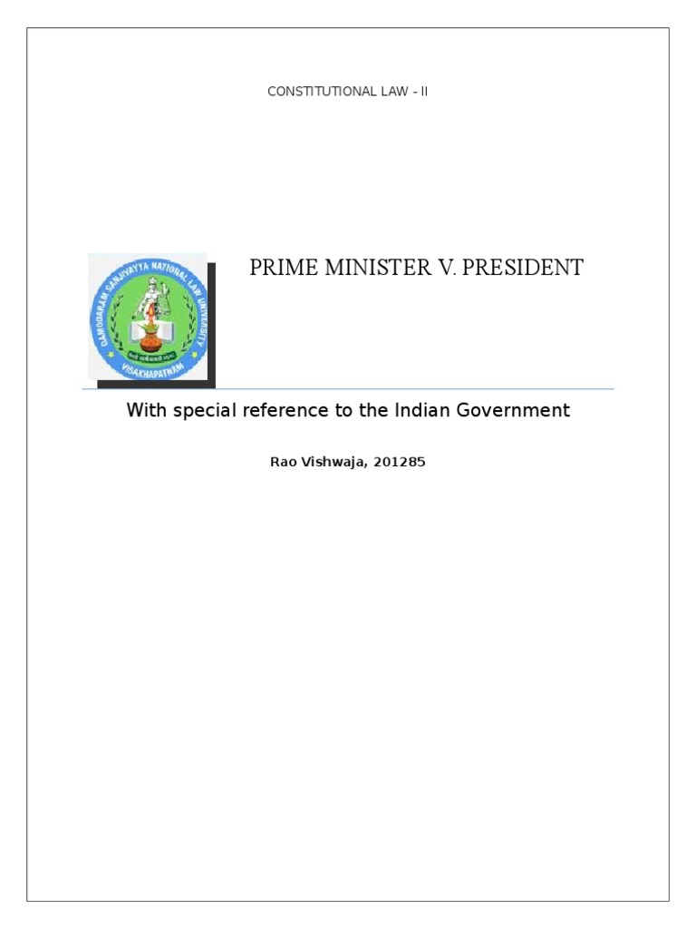 President vs Prime Minister in India | PDF | Government Of India ...