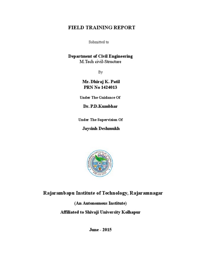 Field Training Report Format22-07 | PDF | Column | Structural Load