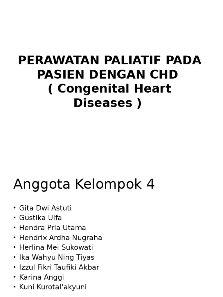 Palliative Care For Patients With Congenital Heart Diseases Chd Pdf