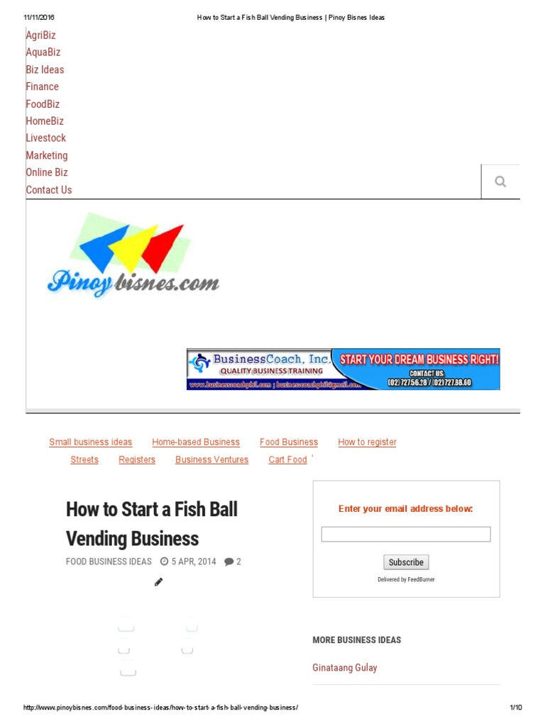 How To Start A Fish Ball Vending Business - Pinoy Bisnes Ideas | PDF ...