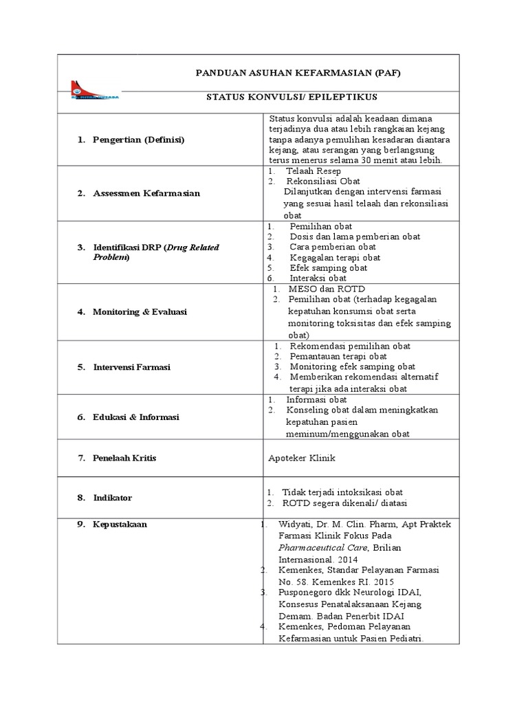 Panduan Asuhan Kefarmasian Epilepsi | PDF