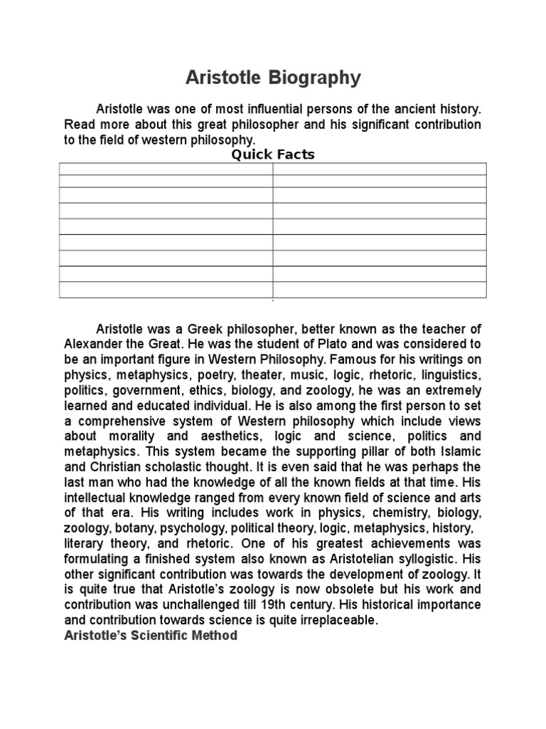 Aristotle Biography | Aristotle | Western Philosophy