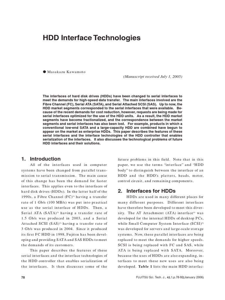 HDD Interface Technologies | PDF | Hard Disk Drive | Network Topology