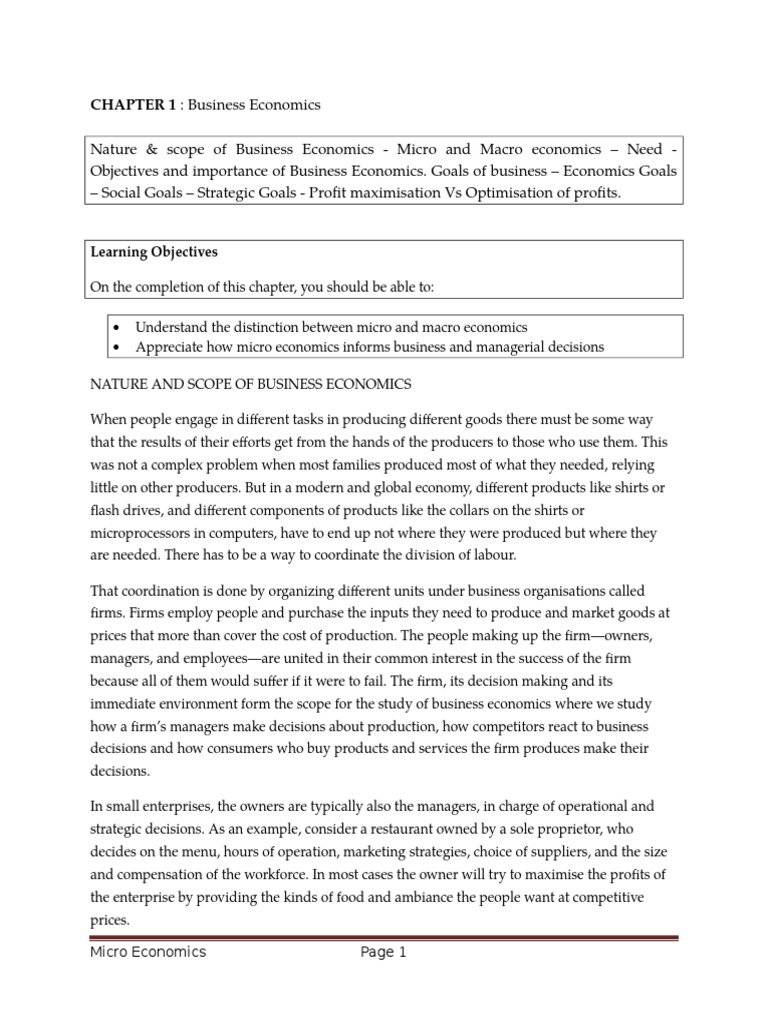Business Economics: Goals & Scope Explained | PDF | Demand | Price ...