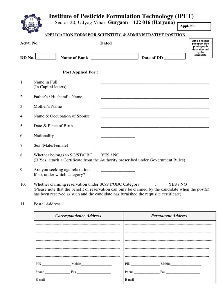 Institute of Pesticide Formulation Technology (IPFT) : Sector-20, Udyog ...