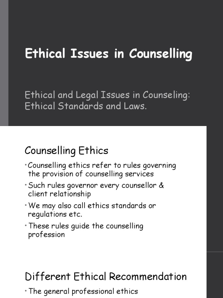 Ethical Standards in Counseling Practice | PDF | School Counselor ...